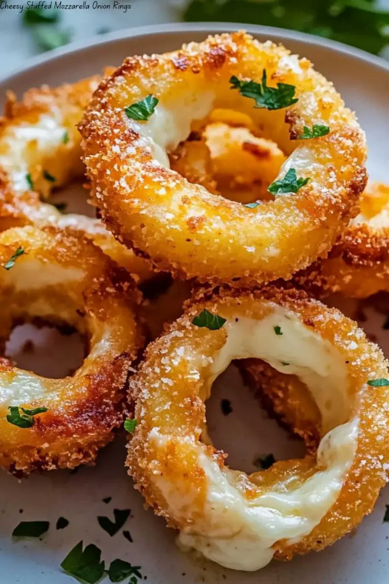 Cheesy Stuffed Mozzarella Onion Rings | RecipeCoo