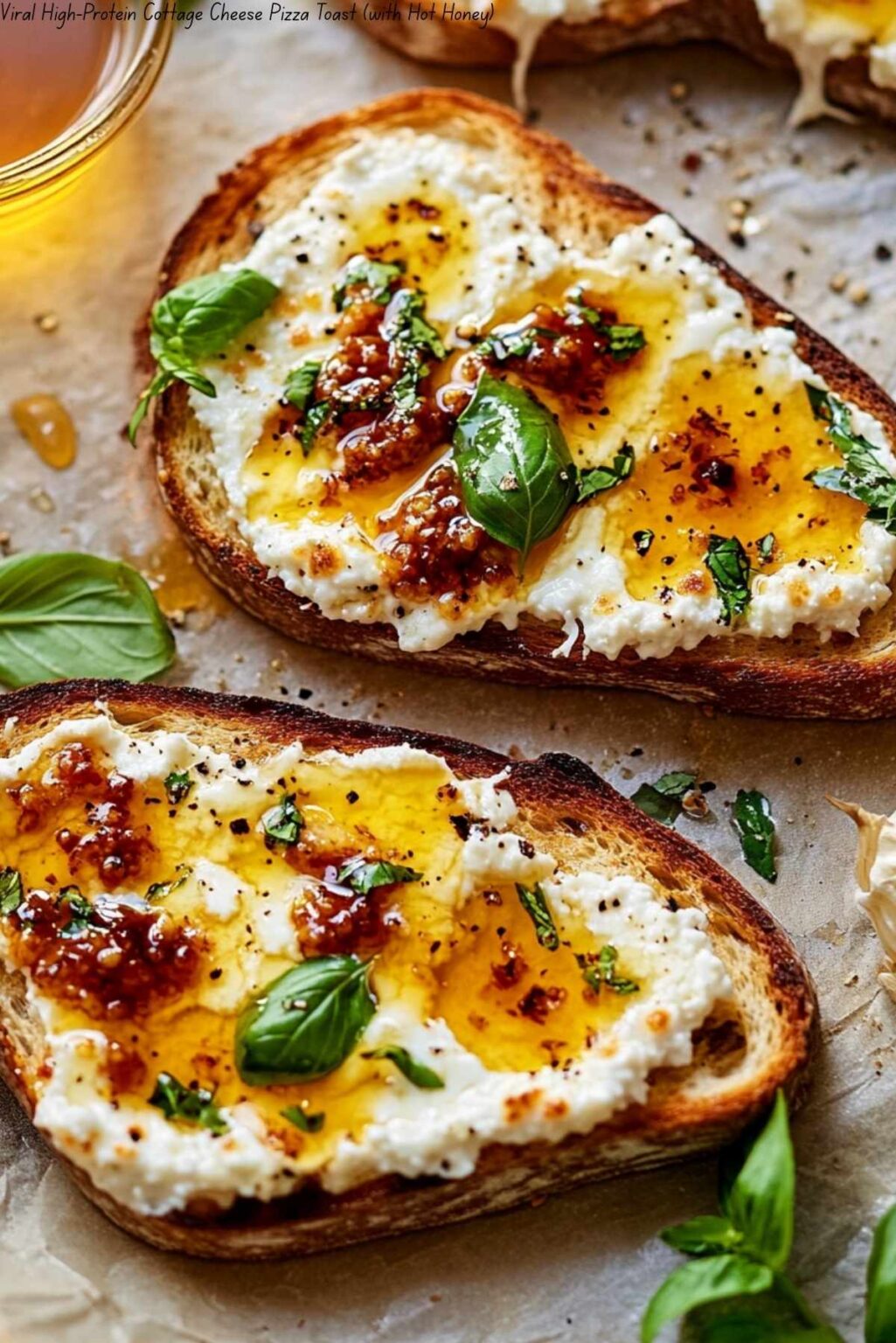 Viral High-Protein Cottage Cheese Pizza Toast (with Hot Honey) | RecipeCoo