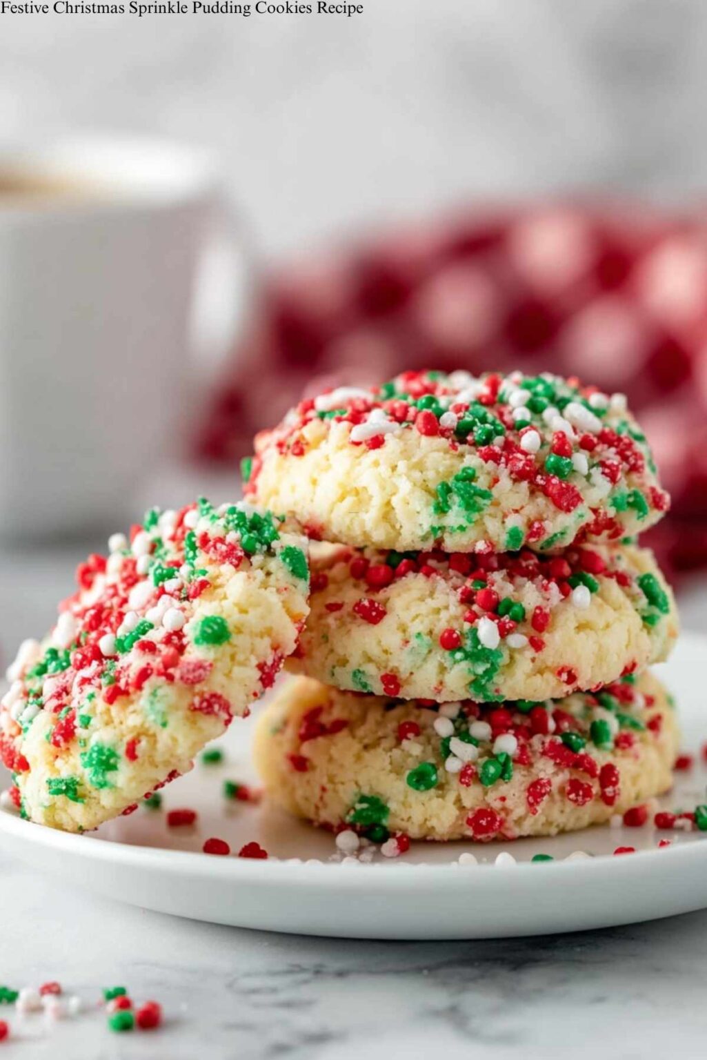 Christmas Sprinkle Pudding Cookies Recipe | RecipeCoo
