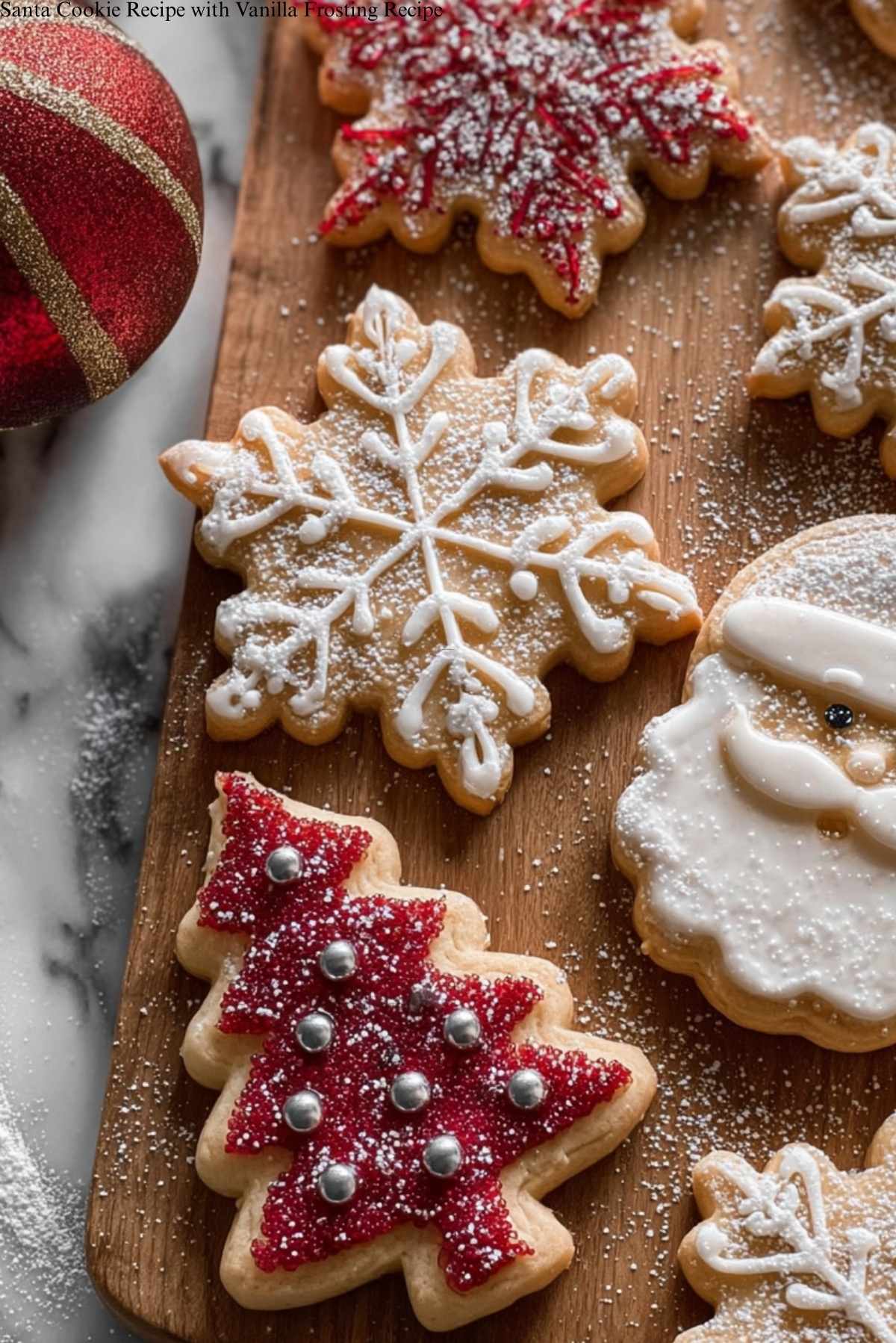 Santa Cookie Recipe with Vanilla Frosting Recipe | RecipeCoo